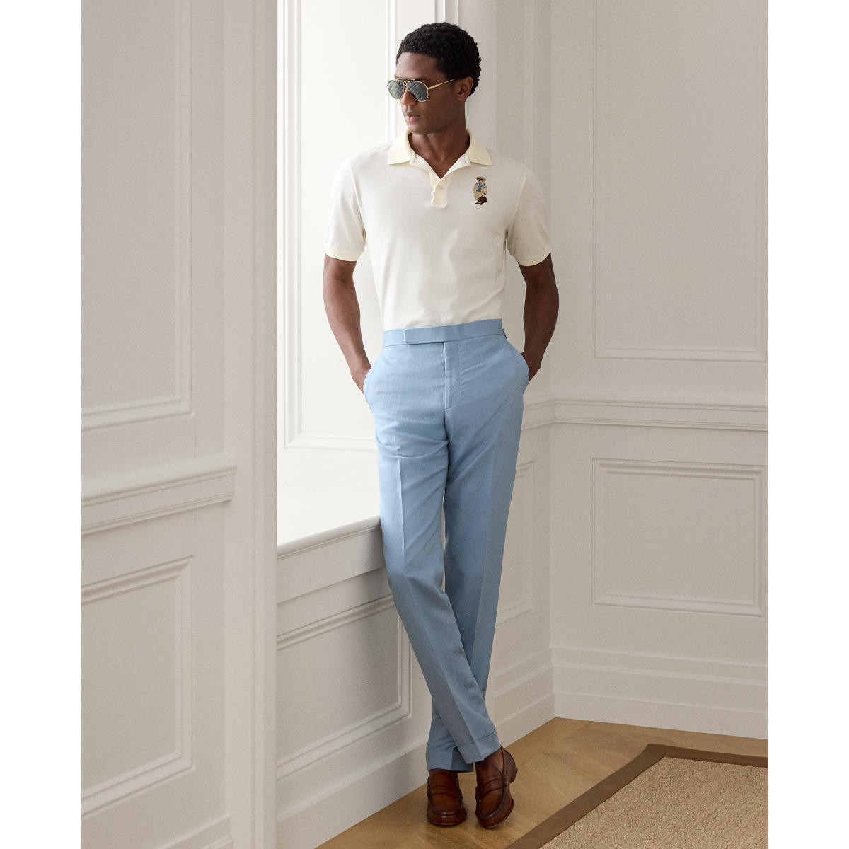 RALPH LAUREN Ralph Lauren Gregory Hand-Tailored Silk-Linen Trousers